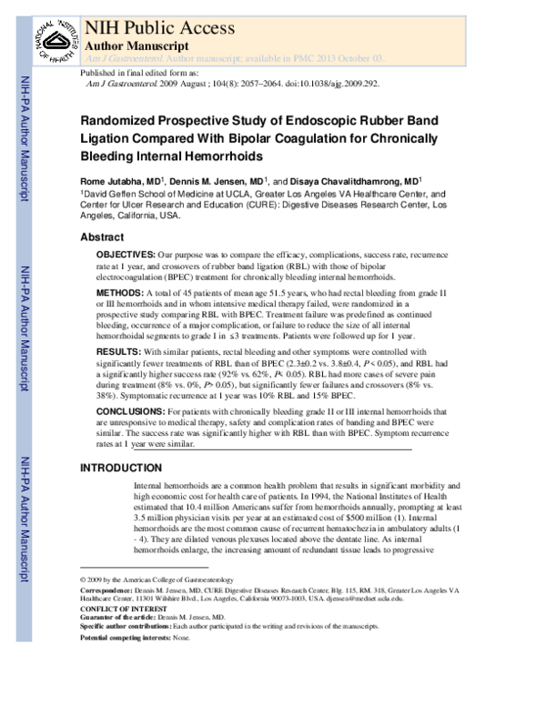 (PDF) Randomized prospective study of endoscopic rubber band ligation ...