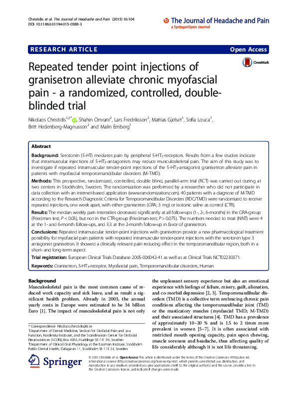 (PDF) Repeated tender point injections of granisetron alleviate chronic ...