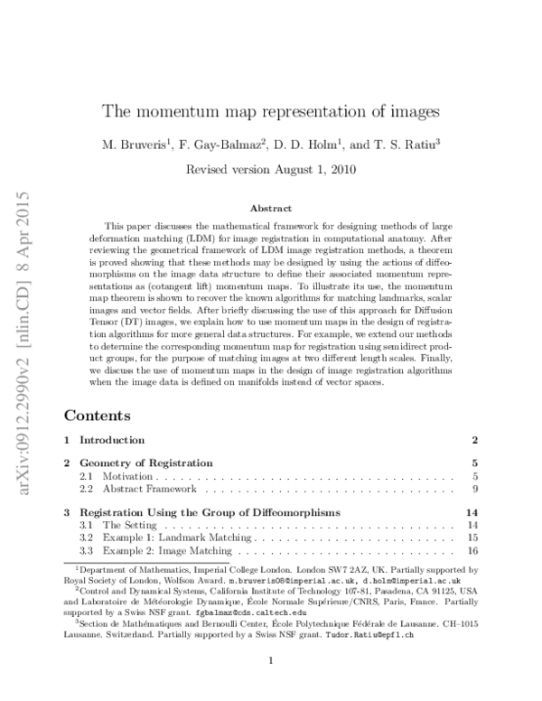 (PDF) The Momentum Map Representation of Images