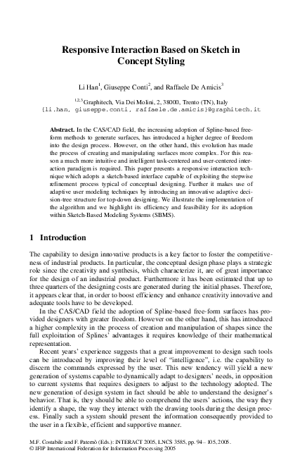 (PDF) Responsive Interaction Based on Sketch in Concept Styling