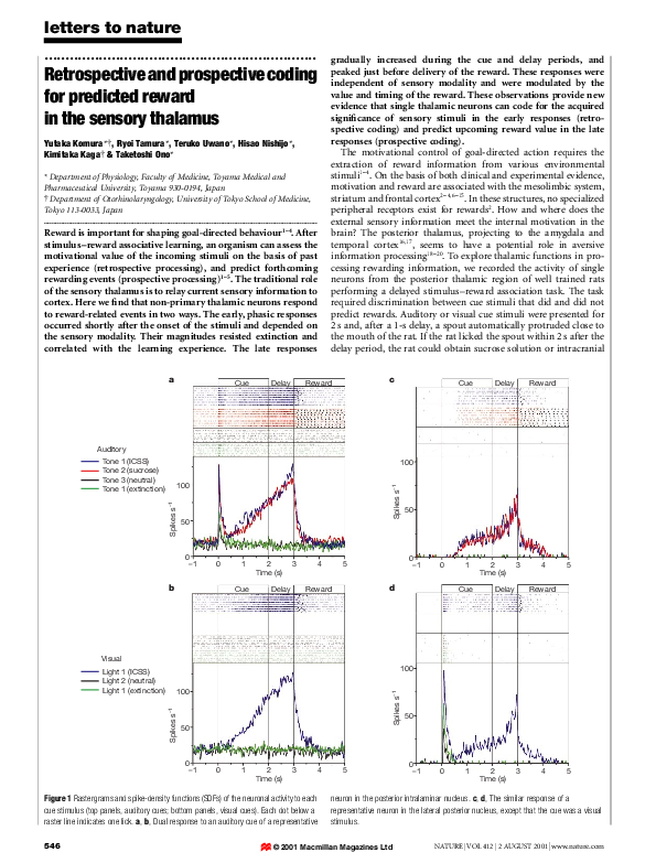 (PDF) Retrospective and prospective coding for predicted reward in the ...