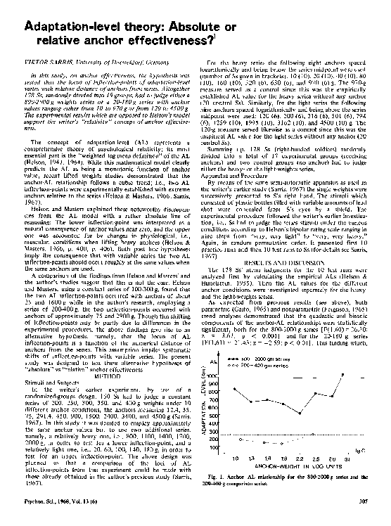 (PDF) Adaptation-level theory: Absolute or relative anchor effectiveness?