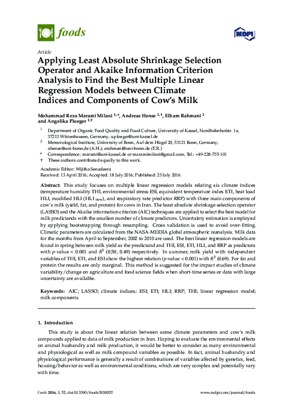 (PDF) Applying Least Absolute Shrinkage Selection Operator and Akaike Information Criterion ...