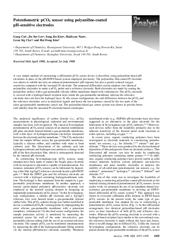(PDF) Potentiometric pCO2 sensor using polyaniline-coated pH-sensitive ...