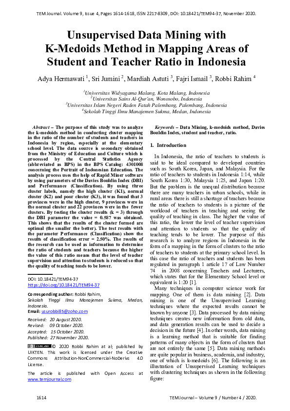 Pdf Unsupervised Data Mining With K Medoids Method In Mapping Areas