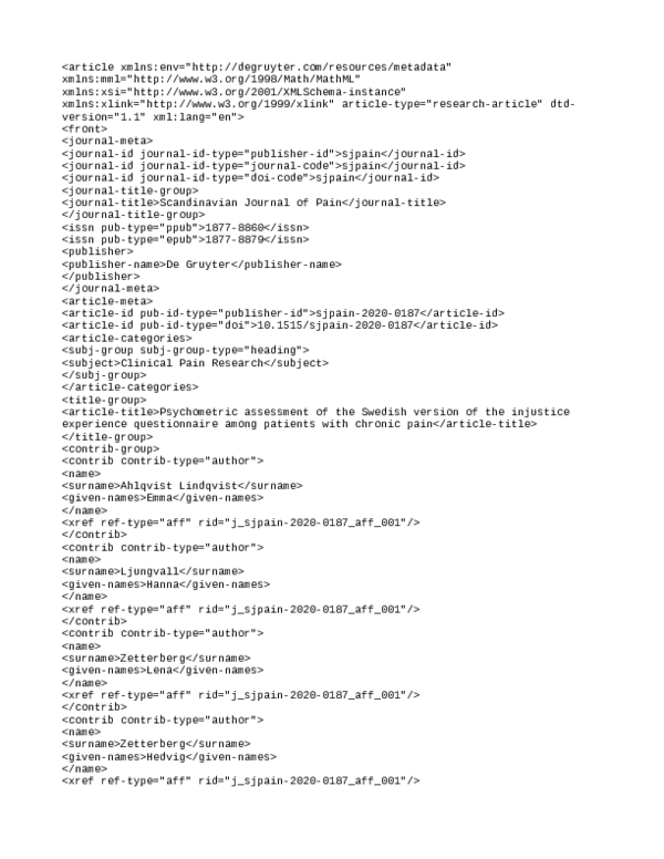 Psychometric assessment of the Swedish version of the injustice ...