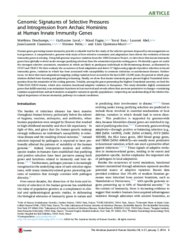 (PDF) Genomic Signatures of Selective Pressures and Introgression from ...