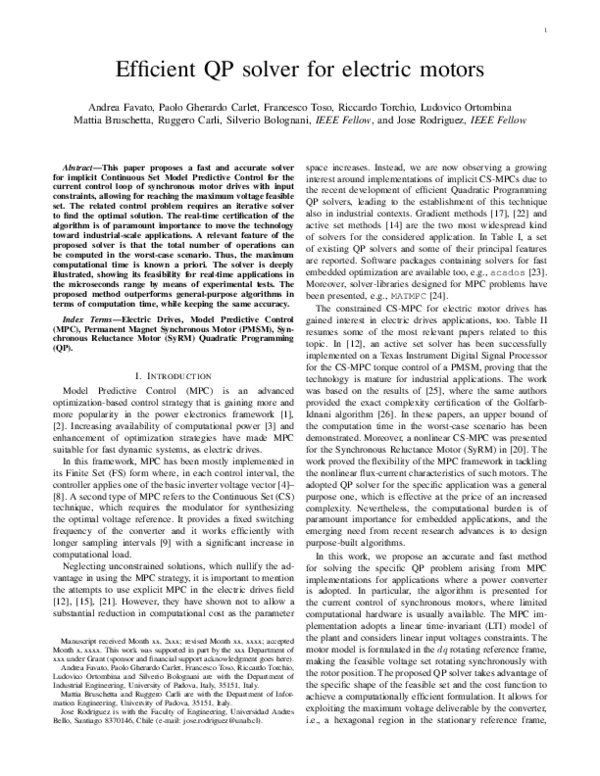 (PDF) Efficient QP solver for electric motors