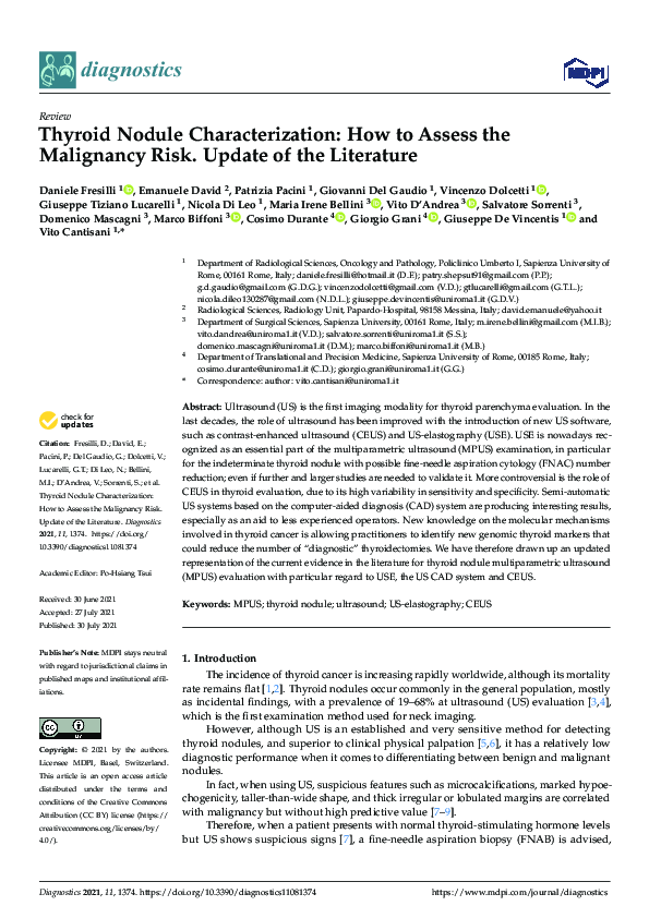 (PDF) Thyroid Nodule Malignancy Assessment Update