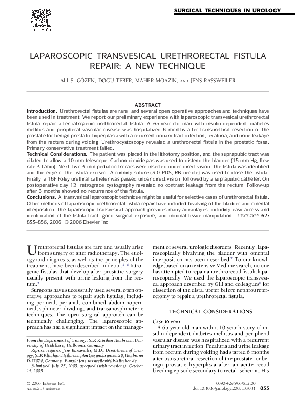(PDF) Laparoscopic transvesical urethrorectal fistula repair: A new ...