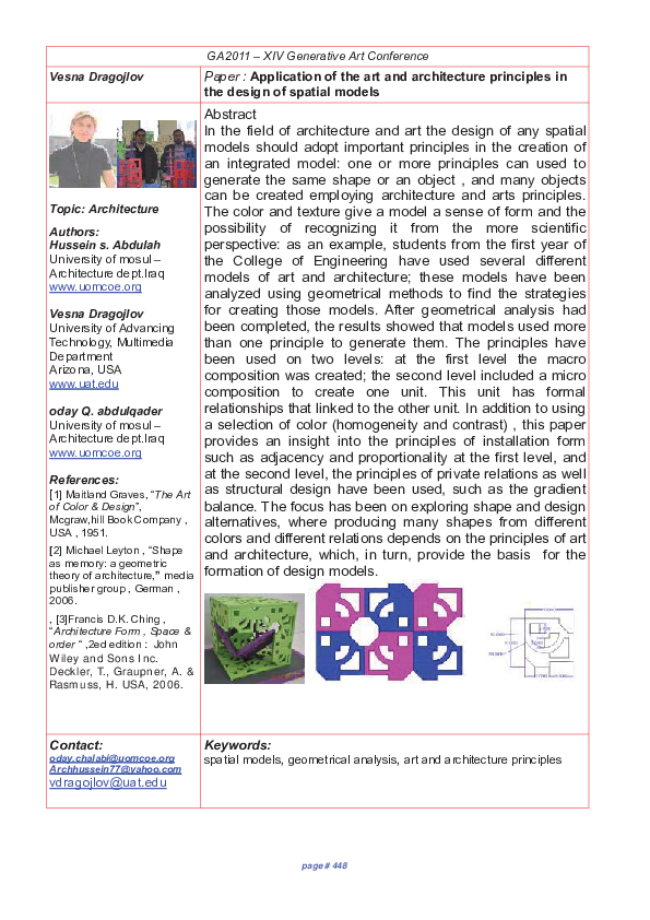 (PDF) Application of the art and architecture principles in the design ...