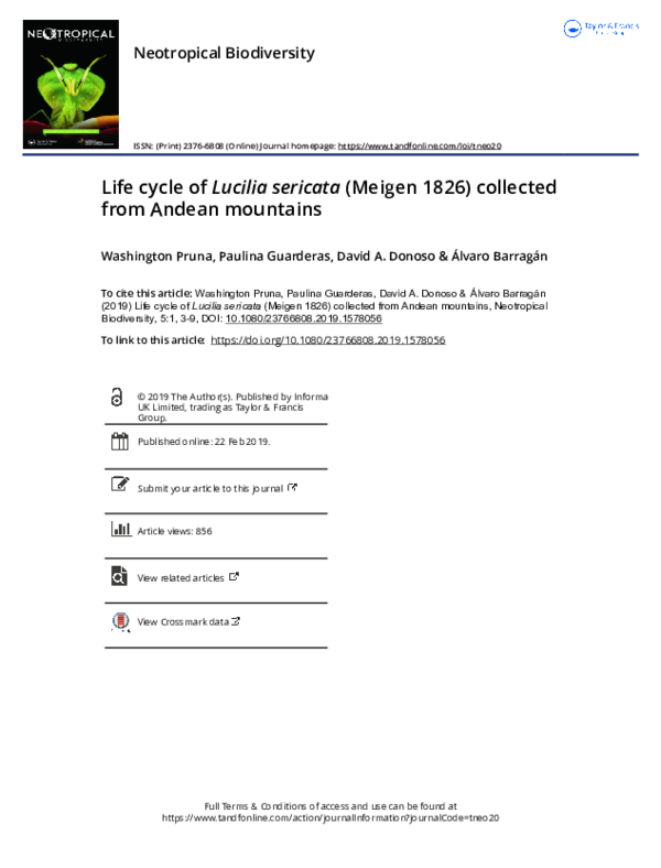 (PDF) Life cycle of Lucilia sericata (Meigen 1826) collected from ...