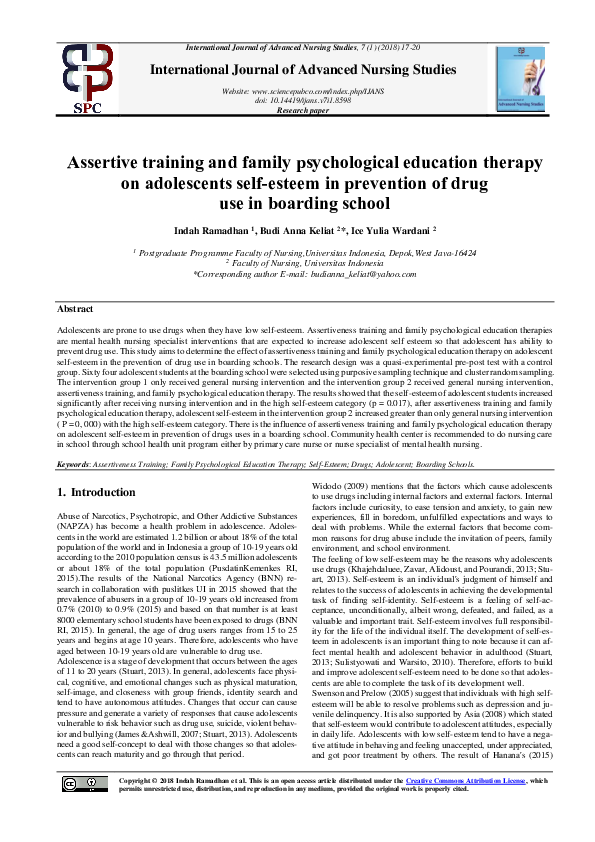(PDF) Assertive training and family psychological education therapy on adolescents self-esteem ...