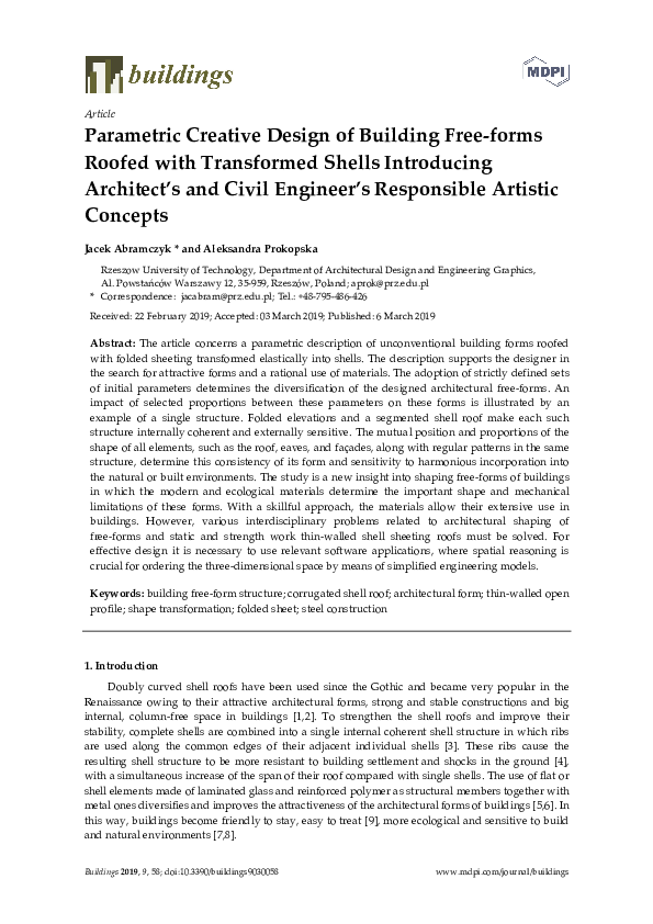 (PDF) Parametric Creative Design of Building Free-forms Roofed with ...