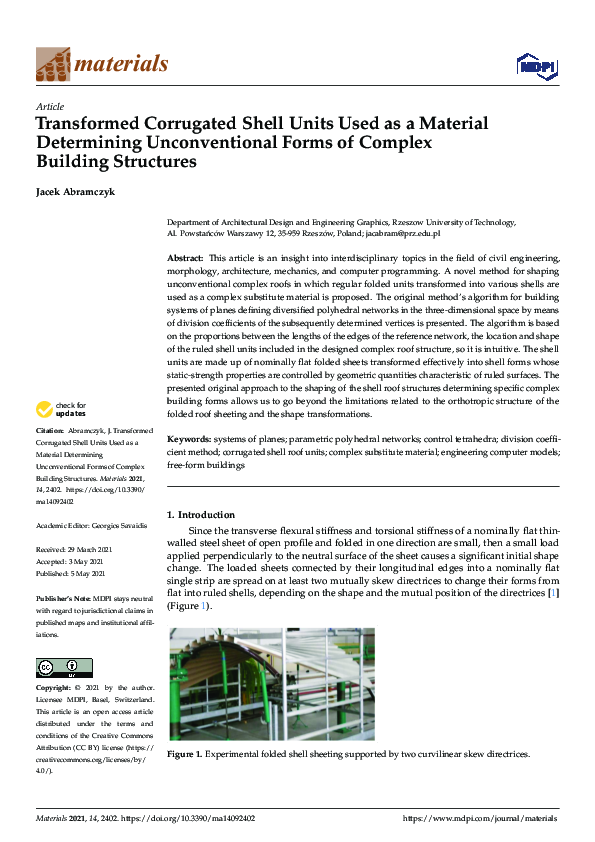 (PDF) Transformed Corrugated Shell Units Used as a Material Determining ...