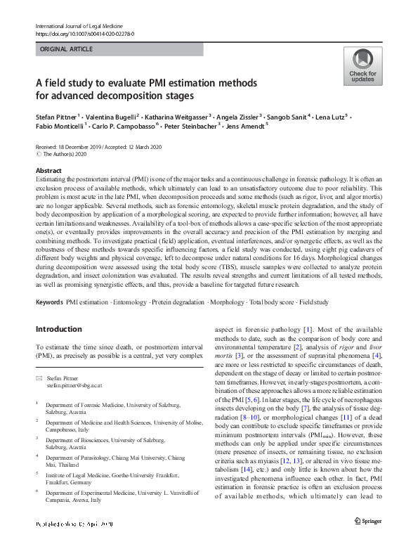 (PDF) A field study to evaluate PMI estimation methods for advanced ...