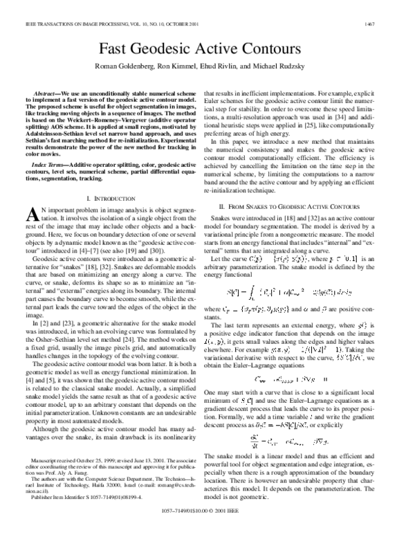(PDF) Fast geodesic active contours