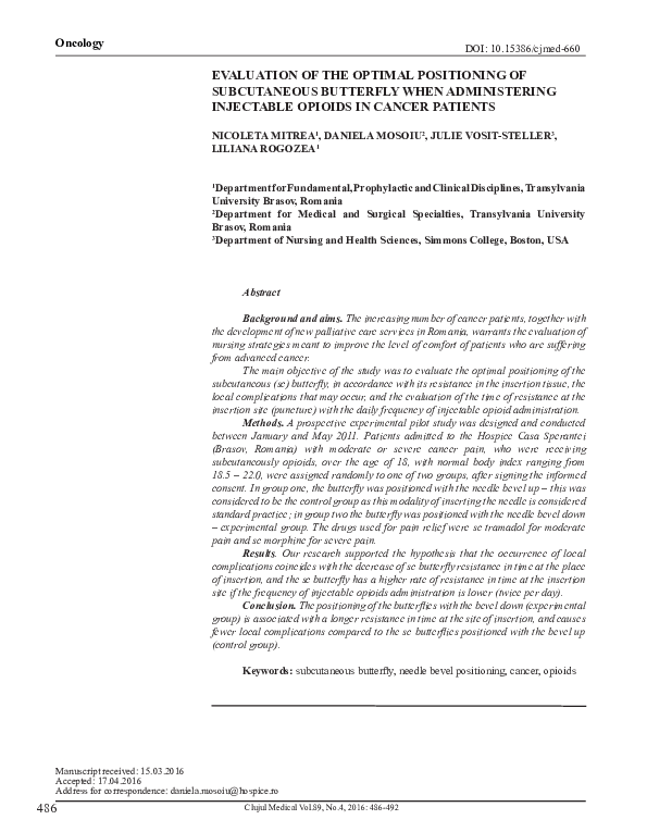 (PDF) Evaluation of the optimal positioning of subcutaneous butterfly ...