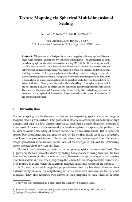 (PDF) Texture mapping via spherical multi-dimensional scaling (PDF) Texture mapping via spherical multi-dimensional scaling