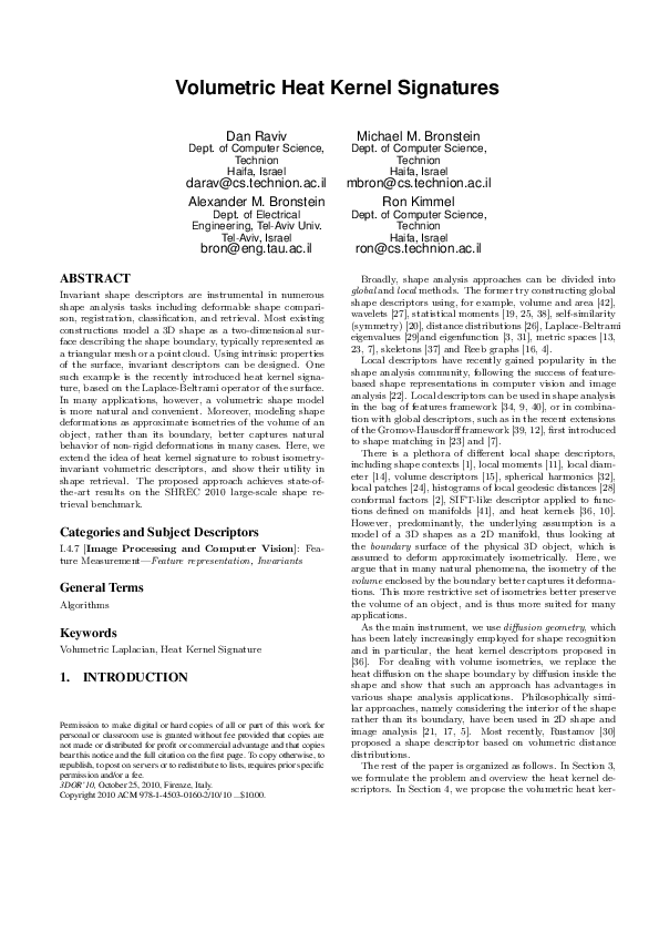 (PDF) Volumetric heat kernel signatures