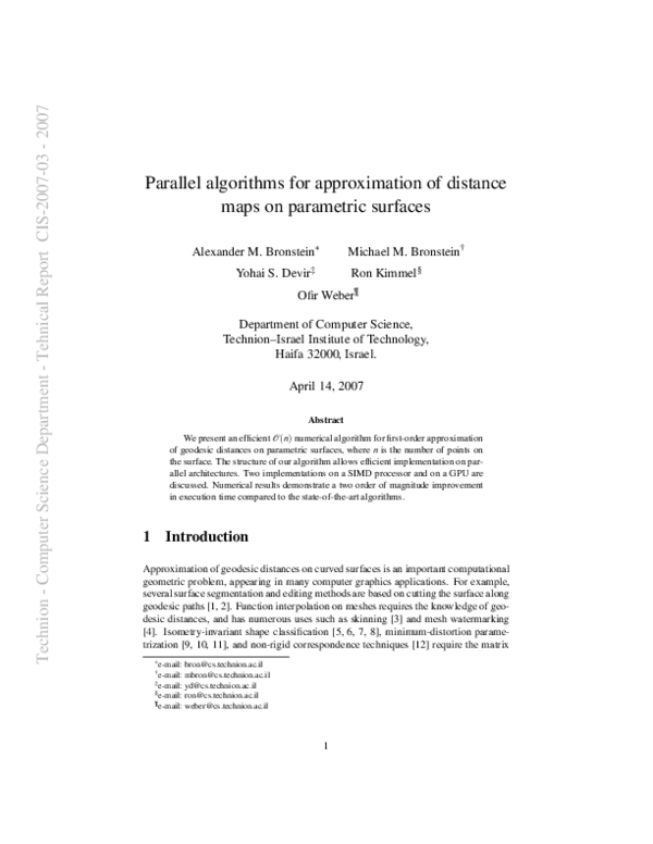 (PDF) Parallel Distance Map Approximation on Surfaces