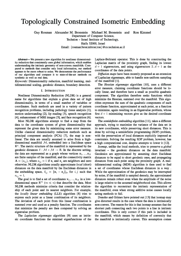(PDF) Topologically Constrained Isometric Embedding