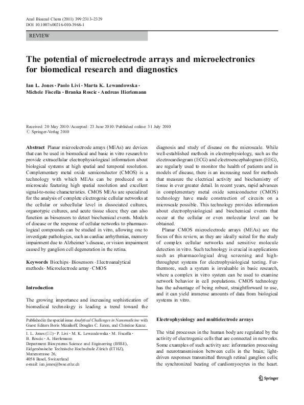 (PDF) The potential of microelectrode arrays and microelectronics for ...