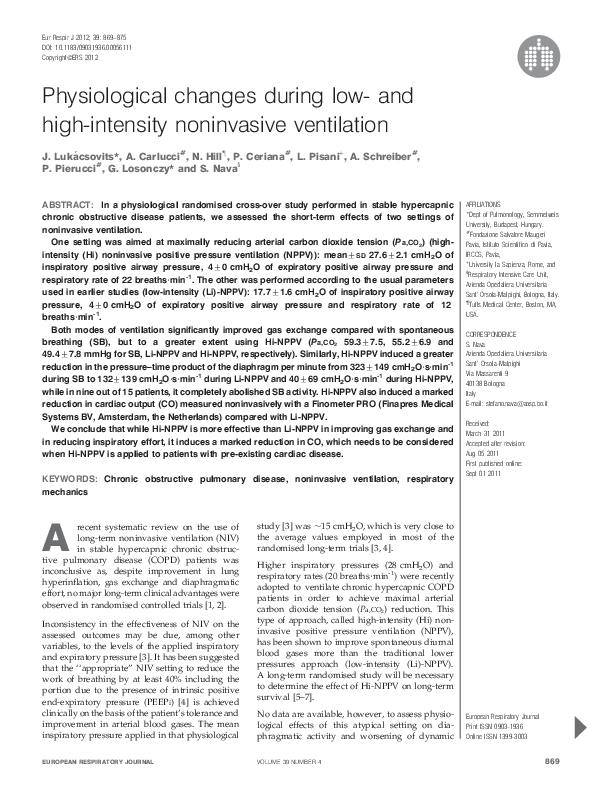 (PDF) Physiological changes during low- and high-intensity noninvasive ...