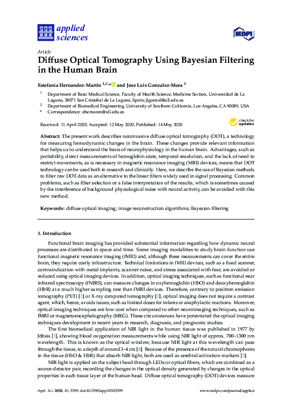 (PDF) Diffuse Optical Tomography Using Bayesian Filtering in the Human ...