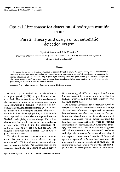 (PDF) Optical fibre sensor for detection of hydrogen cyanide in air ...