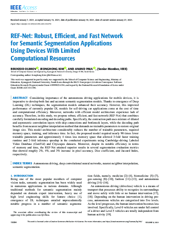 (PDF) REF-Net: Robust, Efficient, and Fast Network for Semantic ...