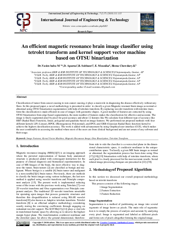 (PDF) An efficient magnetic resonance brain image classifier using tetrolet transform and kernel ...