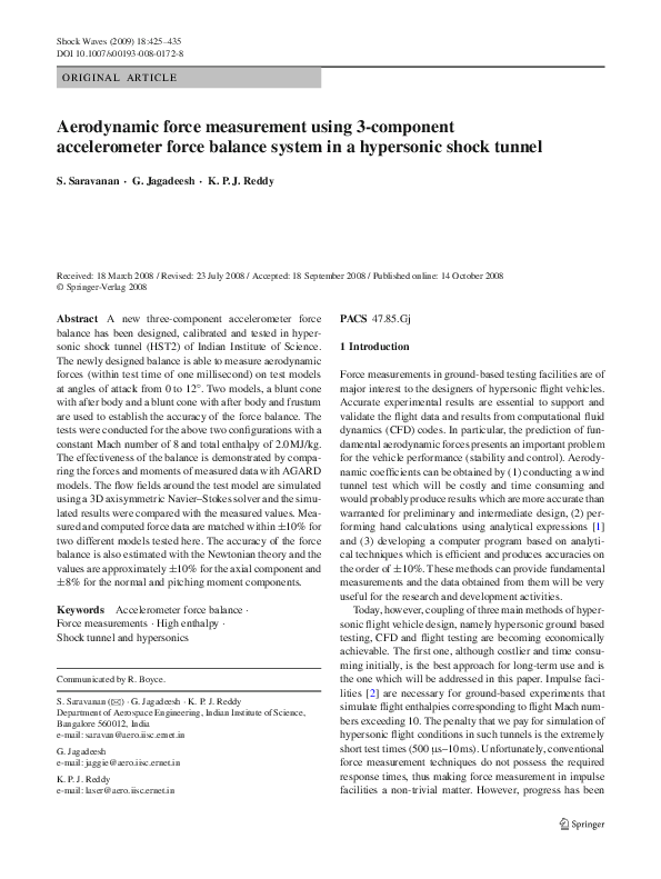 (PDF) Aerodynamic force measurement using 3-component accelerometer force balance system in a ...