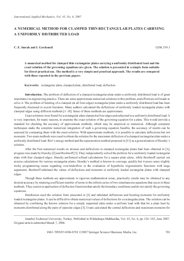 (PDF) A numerical method for clamped thin rectangular plates carrying a ...
