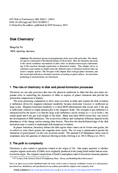 (PDF) Disk Chemistry