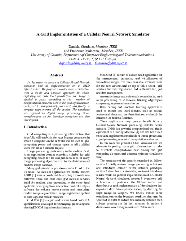Pdf A Grid Implementation Of A Cellular Neural Network Simulator