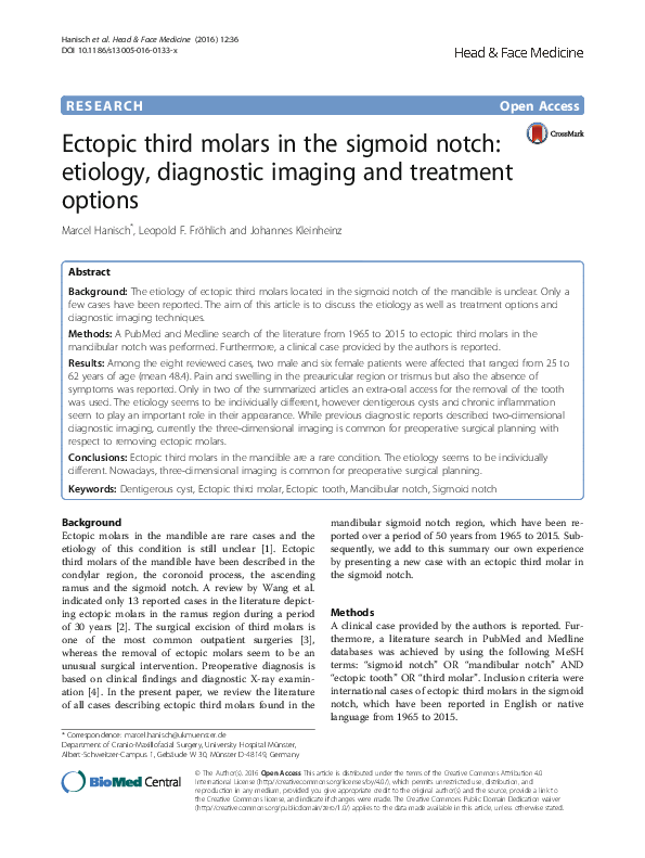 (PDF) Ectopic third molars in the sigmoid notch: etiology, diagnostic ...