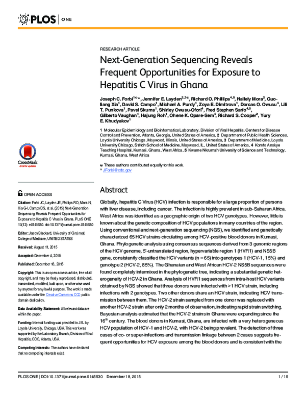 (PDF) Next-Generation Sequencing Reveals Frequent Opportunities for Exposure to Hepatitis C ...