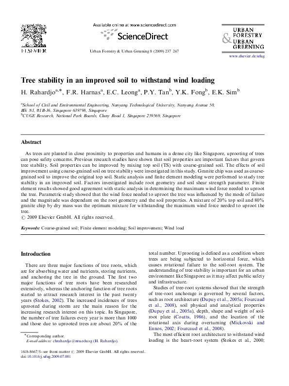 (PDF) Tree stability in an improved soil to withstand wind loading