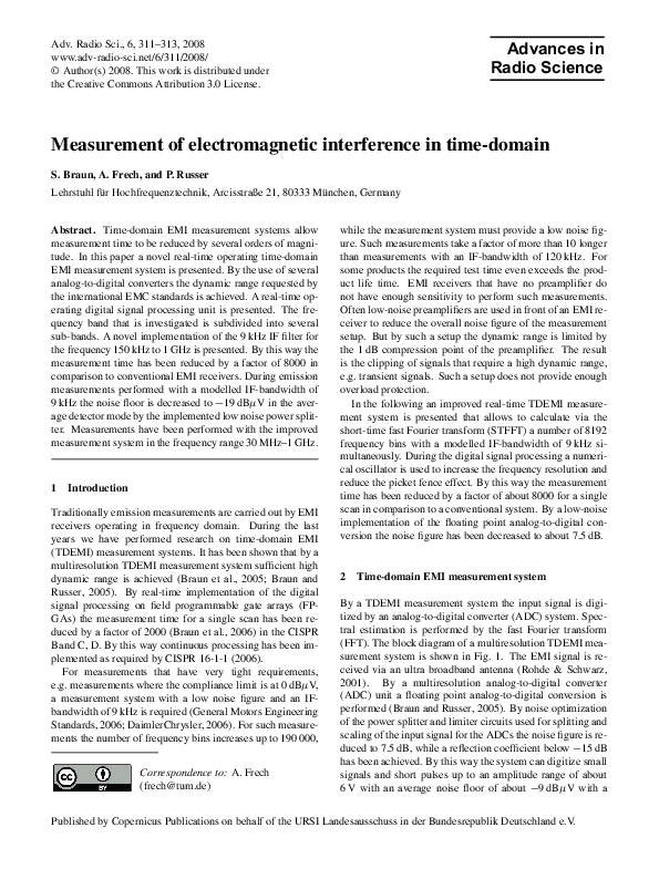 (PDF) Measurement of electromagnetic interference in time-domain