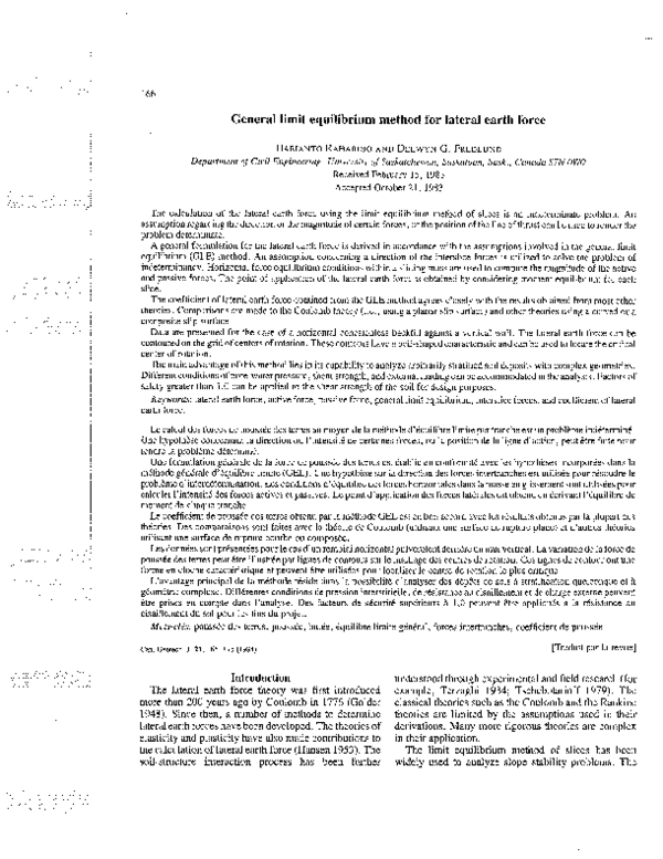 (PDF) General limit equilibrium method for lateral earth force
