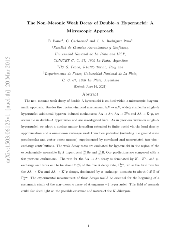 (PDF) The Non-Mesonic Weak Decay of Double-Lambda Hypernuclei: A Microscopic Approach