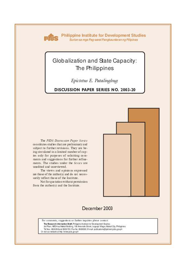 (PDF) Globalization and State Capacity: The Philippines