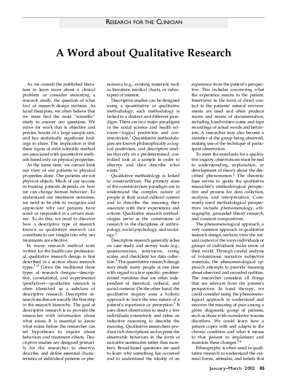 (PDF) A word about qualitative research