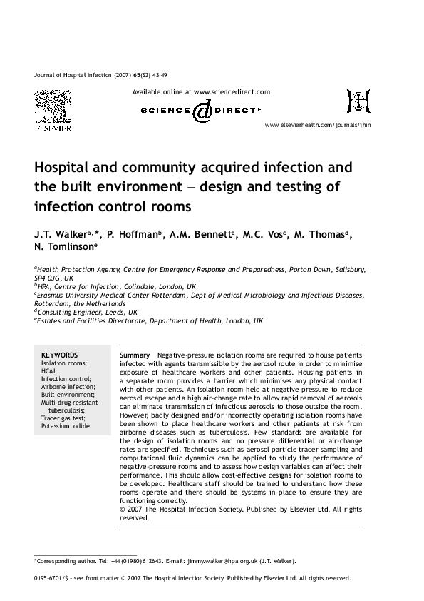 (PDF) Hospital and community acquired infection and the built ...