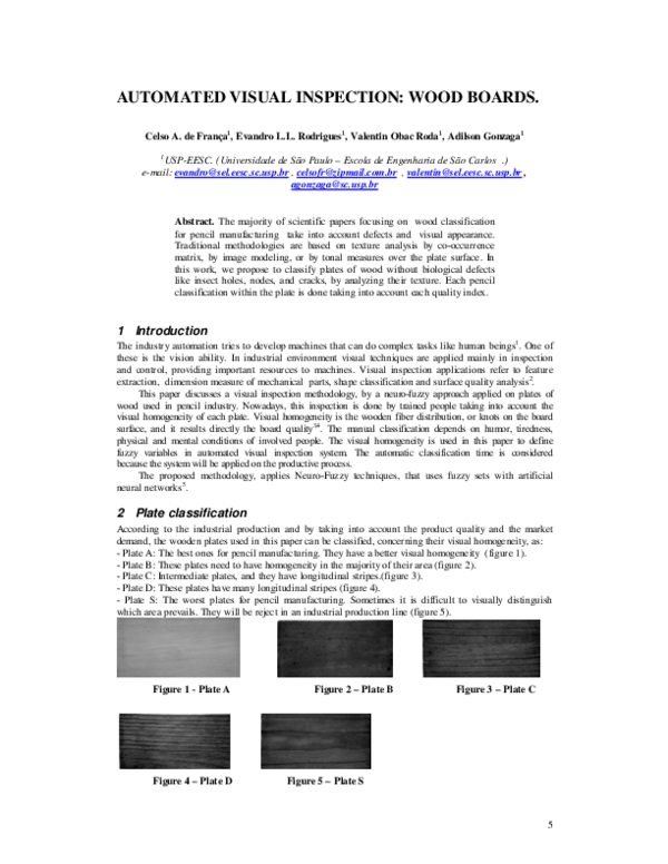 (PDF) Automated Visual Inspection: Wood Boards