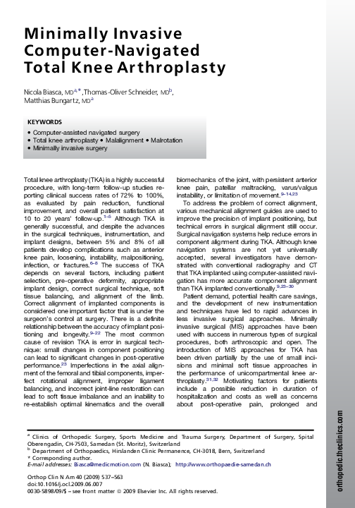 (PDF) Minimally Invasive Knee Arthroplasty Techniques