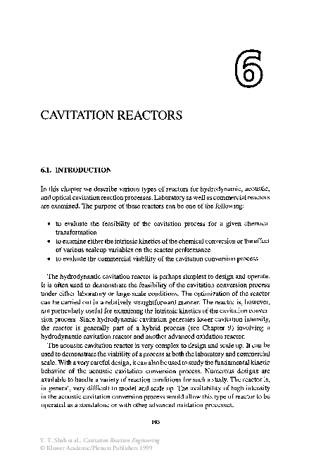 (PDF) Cavitation Reactors