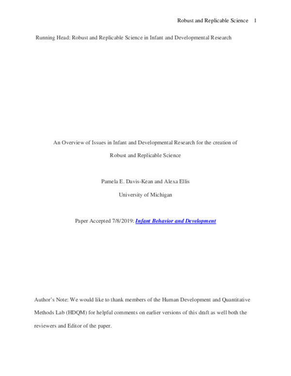 (PDF) An Overview of Issues in Infant and Developmental Research for ...