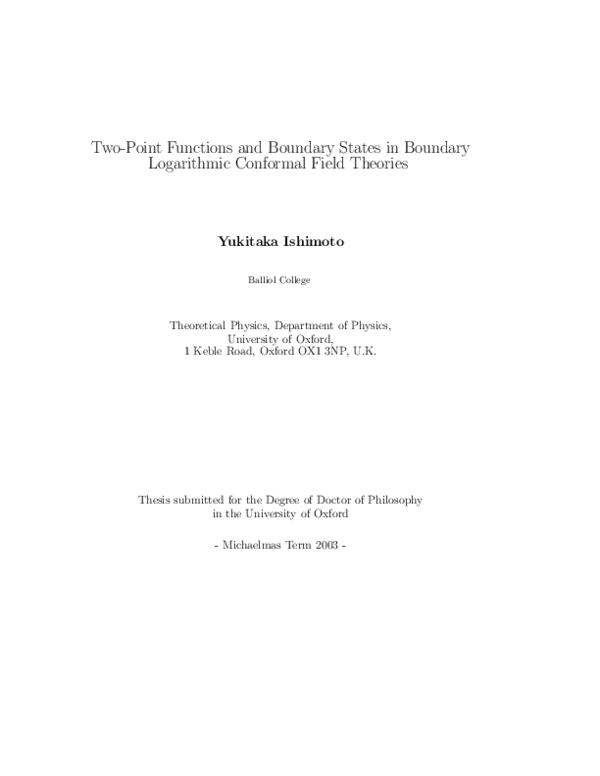 Pdf Two Point Functions And Boundary States In Boundary Logarithmic